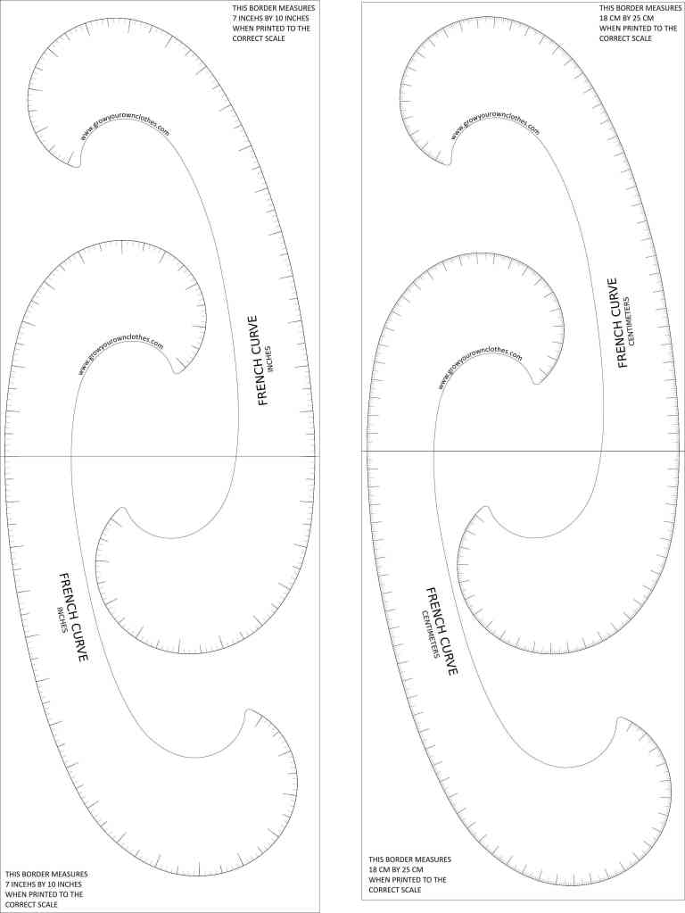 Free Printable Combination French Curve | Grow Your Own Clothes